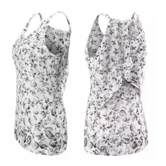 CAbi | Tops | Cabi Womens Black And White Floral Cami Tank | Poshmark